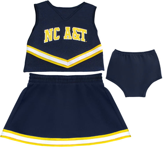 NC A&T’s Littlest Cheer Outfit – 3 Piece Set – HBCU Pride & Joy